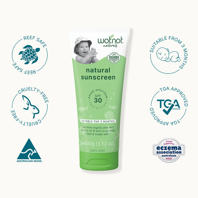 30 Spf Natural Baby Sunscreen | Organic Sunscreen – Wotnot Naturals ...