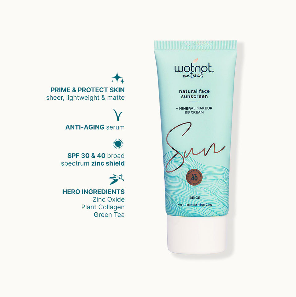 40 SPF Natural Face Sunscreen, Mineral Makeup | Sunscreen – Wotnot ...